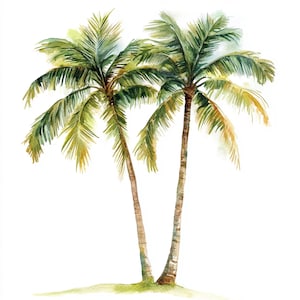 10 Printable Palm Trees, Watercolor Tree, Botanical Art, Green Tree ...