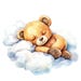 10 Printable Sleeppy Teddy Bear Toy, Watercolor Art, Sleepping Teddy ...