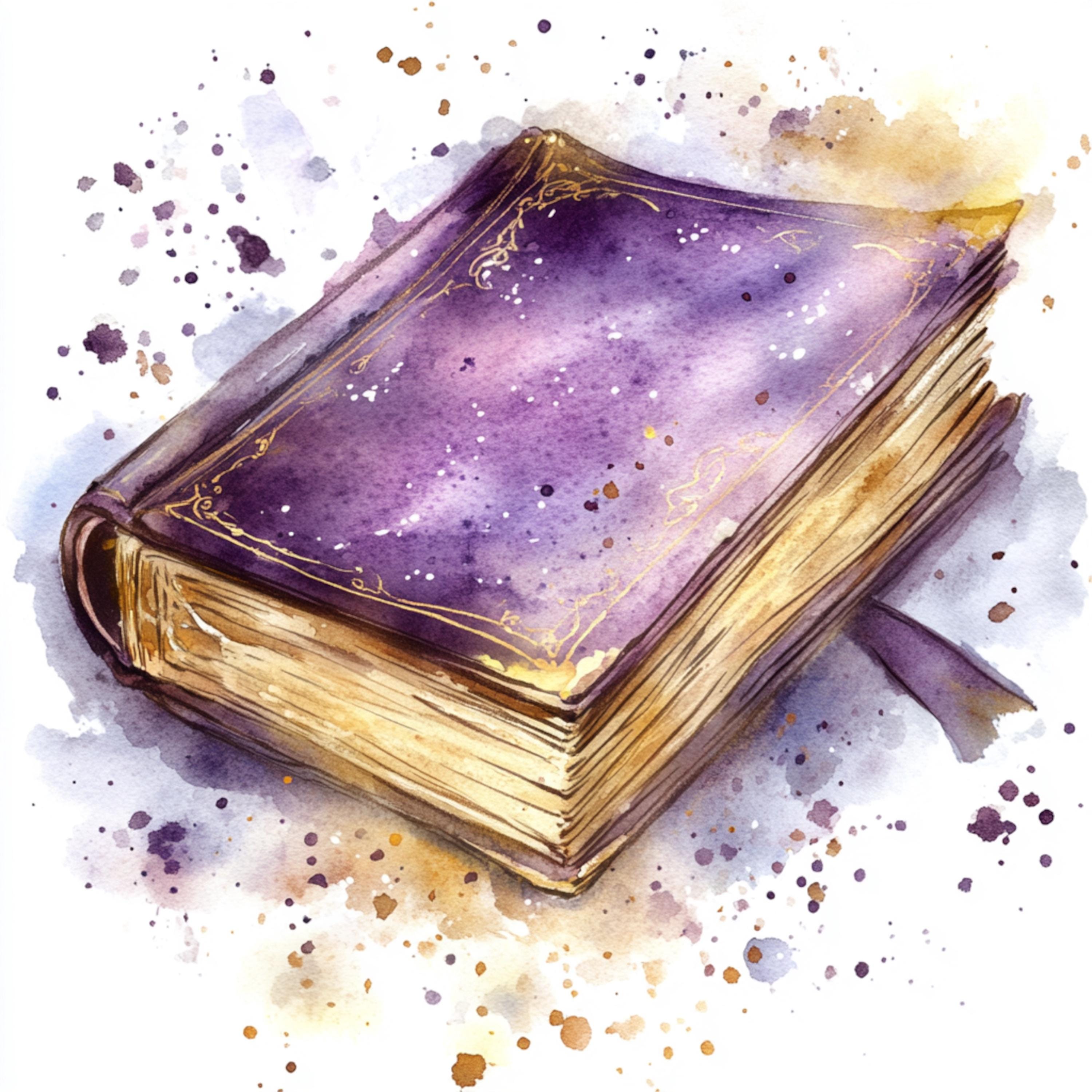 10 Printable Magic Books Clipart, Magic Book Watercolor, Printable Jpgs ...