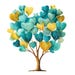 12 Printable Love Trees, Heart Shape Leaves Love Tree Clipart ...