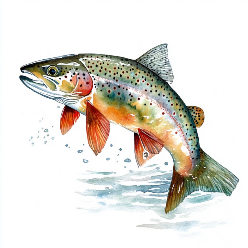 10 Printable Trouts, Fish Decor, Trouts Illustration, Watercolor Fish ...