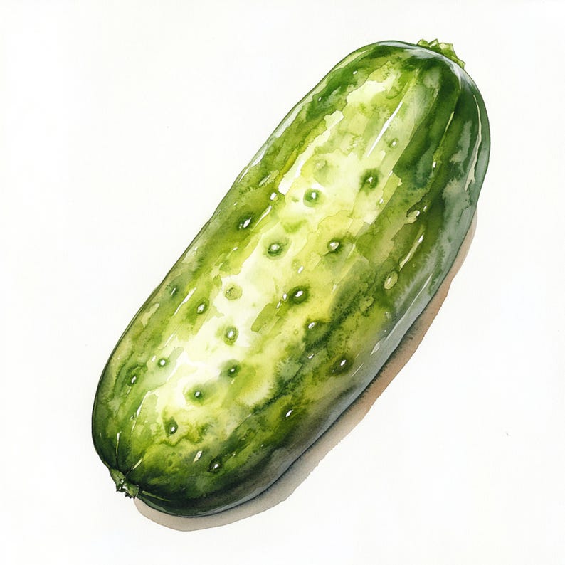 Printable Cucumber Decor, Watercolor Cucumbers, Cucumber Art, 10 Clip ...