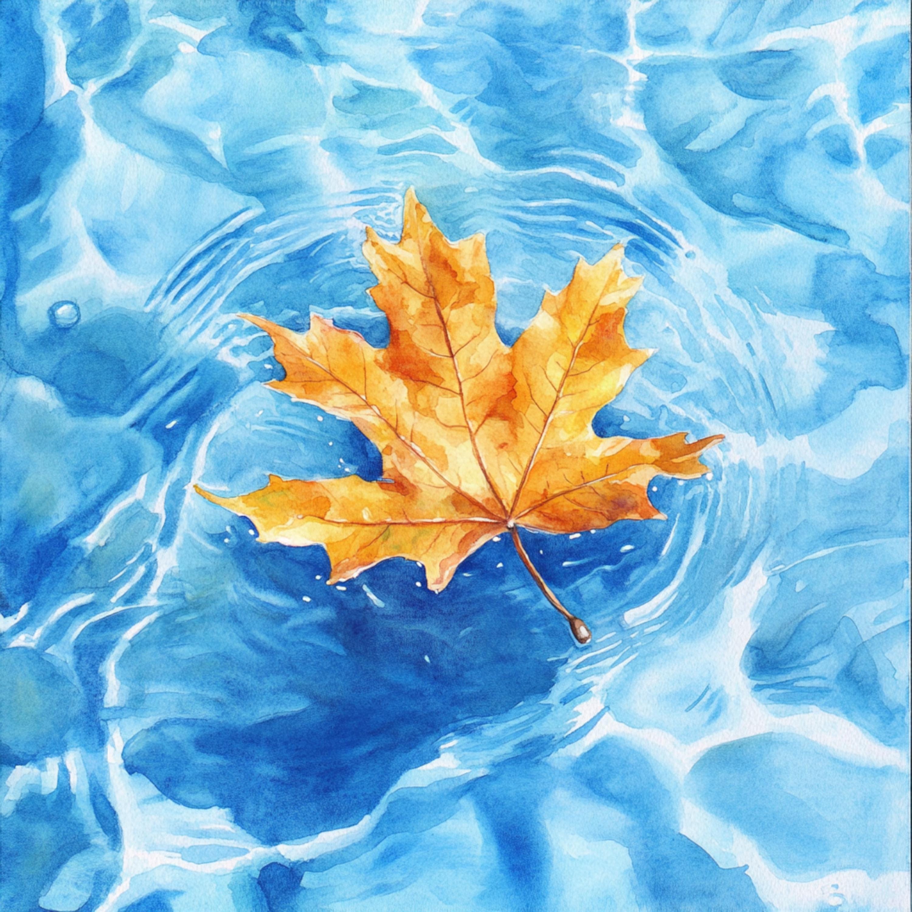 10 Printable Leaf on Water, Fallen Leaf on Water Surface, Botanical Art ...