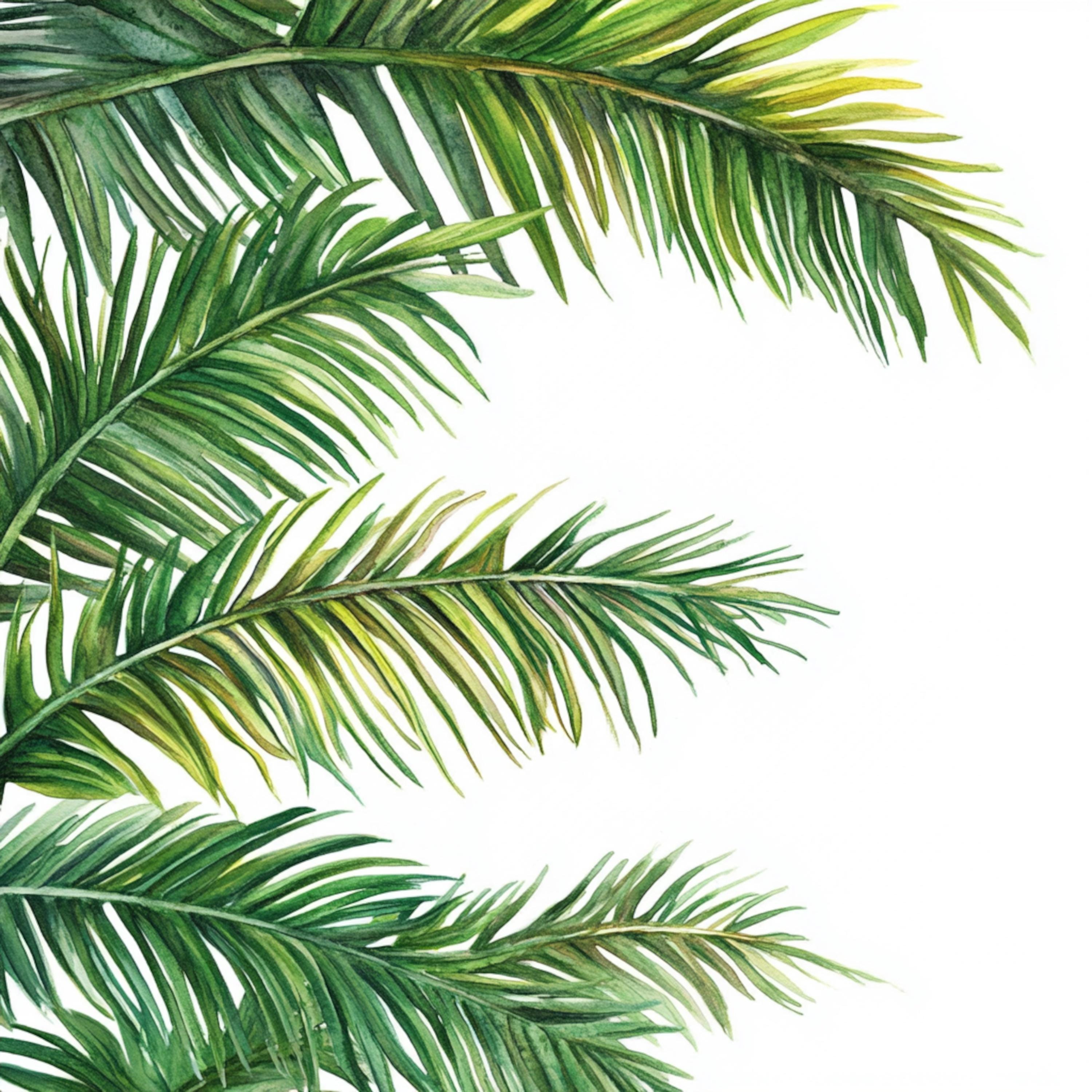 Printable Palm Leaves Decor, Watercolor 10 Images, Palm Leaves ...