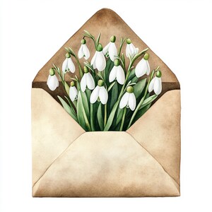 10 Printable Snowdrop Flowers Decor, Snowdrops in Envelope Images ...