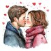 Printable Kissing Couple, Watercolor Cute Couple, Cute Kissing Teens ...