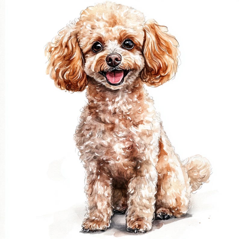 Printable Poodle Art, Puppy Poodle Images, Watercolor Art, Cute Clipart ...