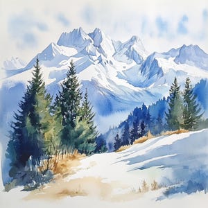 Printable Alps Landscape Art, Alps Art, Mountain Landscape Art ...