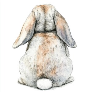 10 Printable Cute Rabbit Butt Clipart, Watercolor Art, Funny Rabbit ...