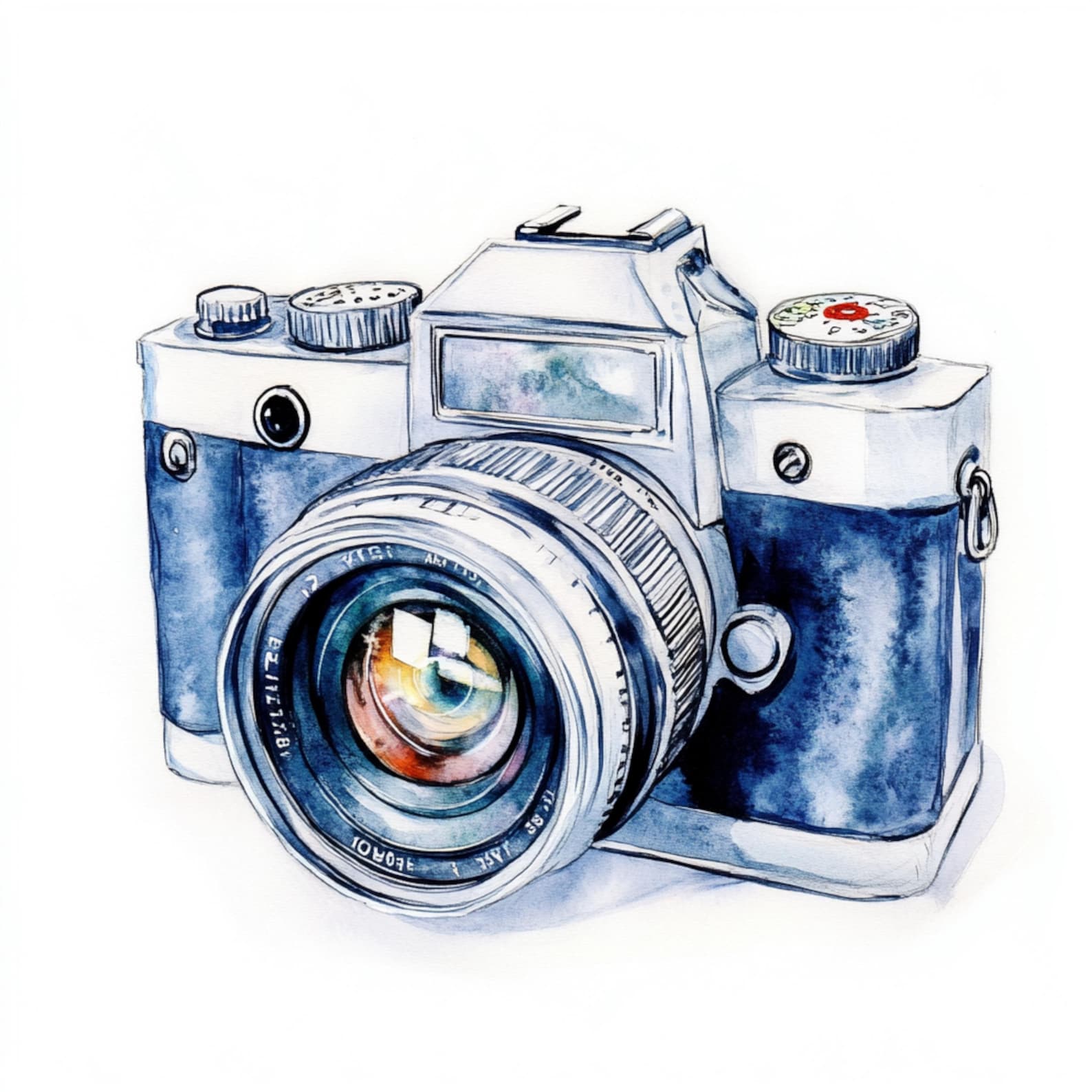 10 Printable Camera, Watercolor Photo Camera, Camera Print, Greetting ...