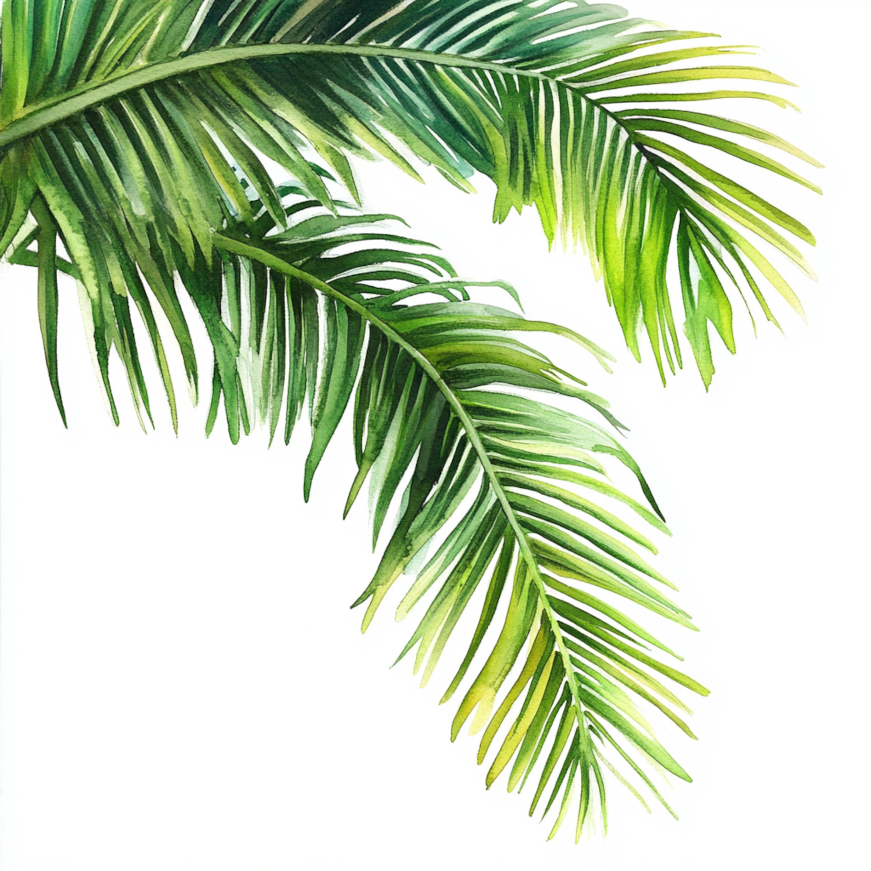 Printable Palm Leaves Decor, Watercolor 10 Images, Palm Leaves ...
