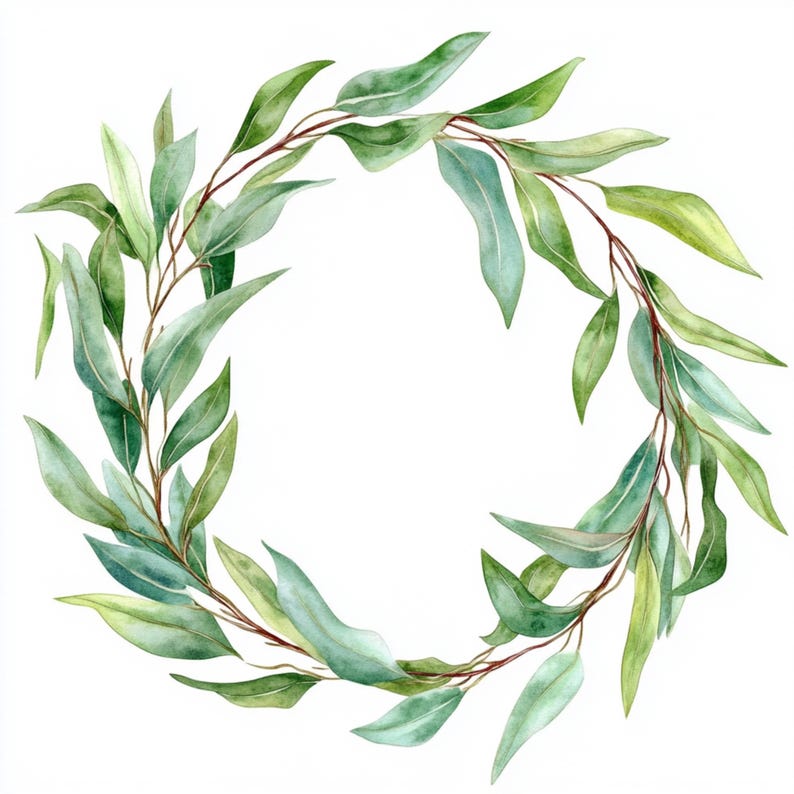 10 Printable Eucalyptus Leaves Frames, Watercolor Eucalyptus ...