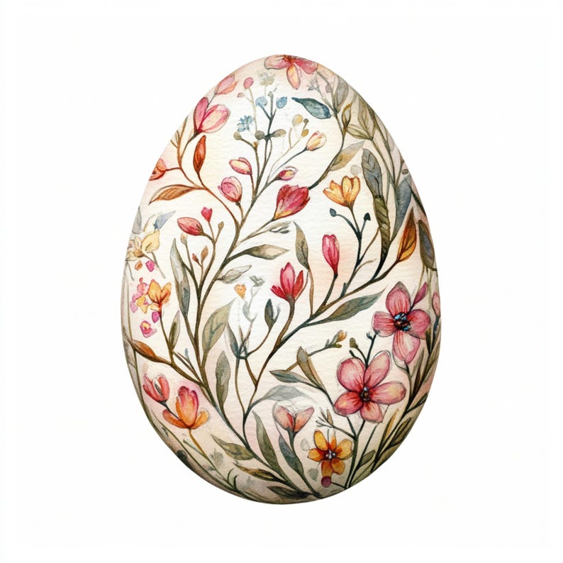10 Printable Floral Easter Egg, Watercolor Easter Eggs Art, Easter Gift ...