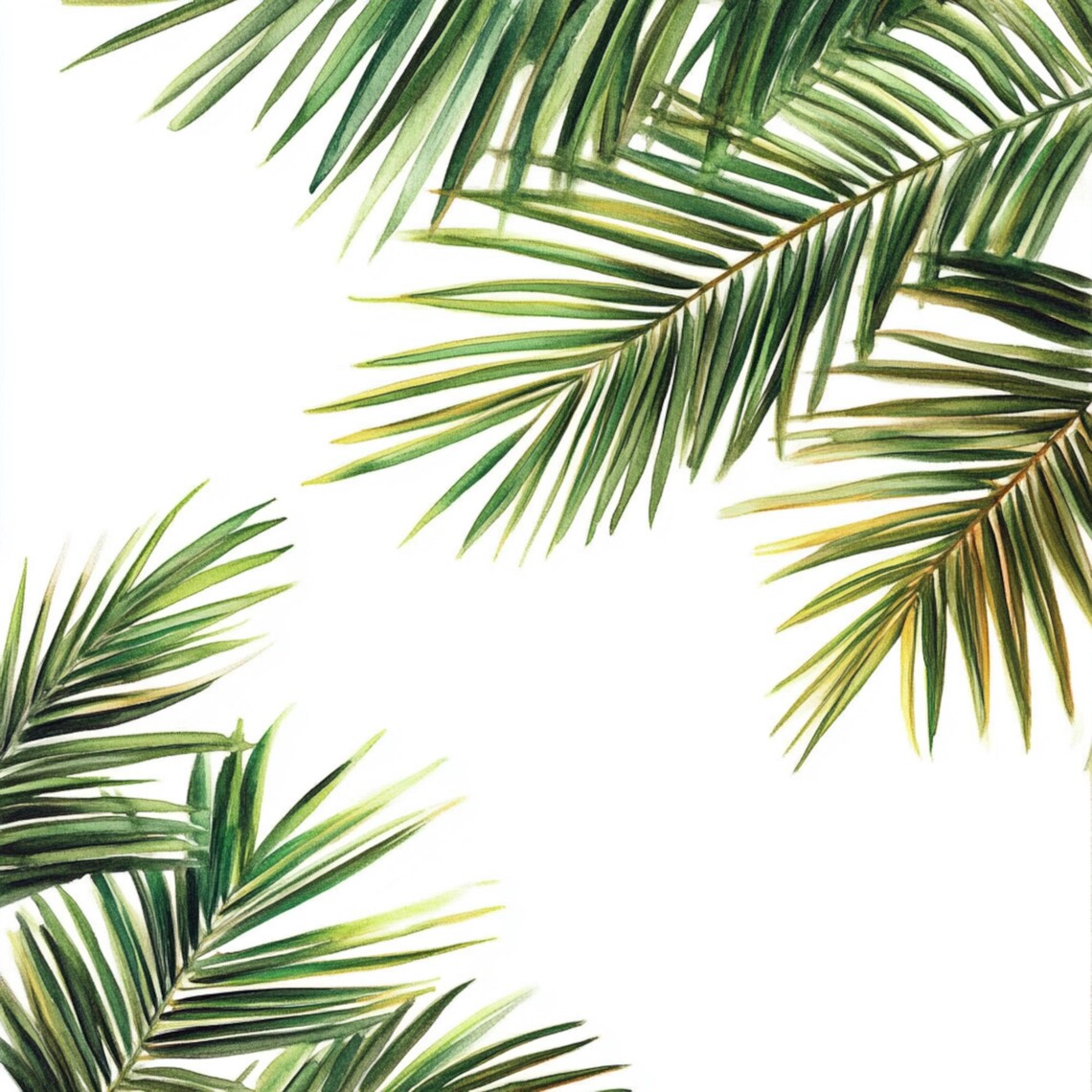 Printable Palm Leaves Decor, Watercolor 10 Images, Palm Leaves ...
