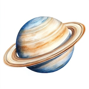 Printable Saturn Art, Watercolor Saturn, 10 Planet Clipart, Printable ...