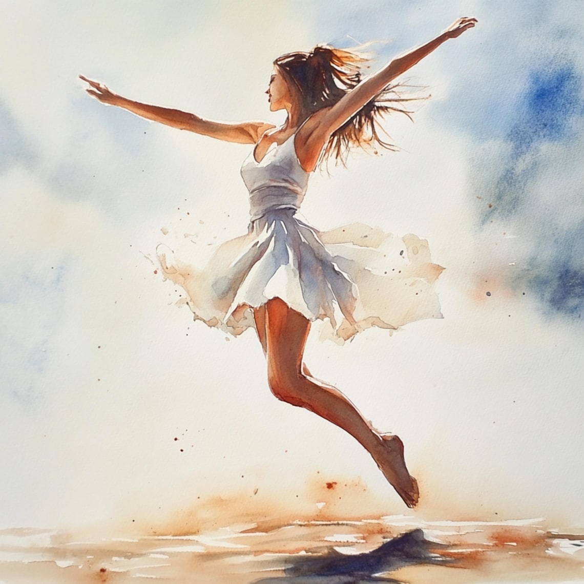 10 Dancing Girl Watercolor Art, Printable Dancing Woman, Beautiful Girl ...