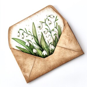 10 Printable Snowdrop Flowers Decor, Snowdrops in Envelope Images ...