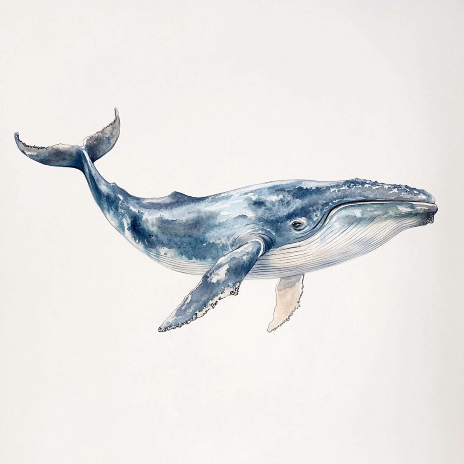 10 Printable Blue Whale Clipart, Whale Watercolor, Nautical Clip Art ...