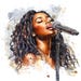 Watercolor Singing Black Girl, Young Singer, Beautiful Black Girl ...