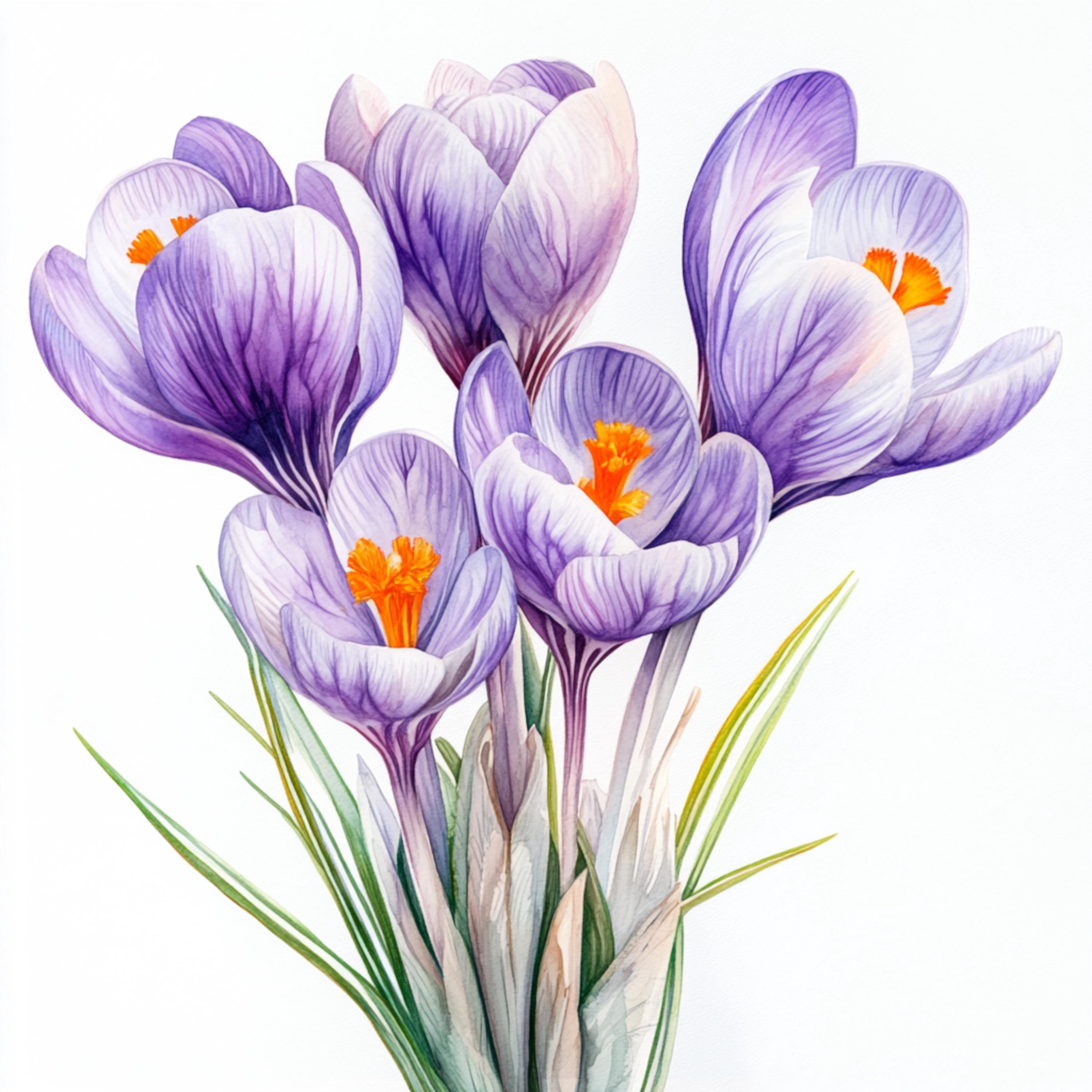 Printable Crocus Flower Decor, Crocuses Watercolor Images, Spring ...