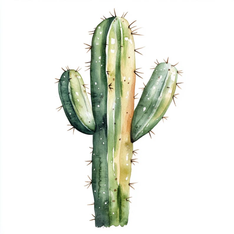 10 Printable Cactus in Desert Decor, Watercolor Images, Cactus ...