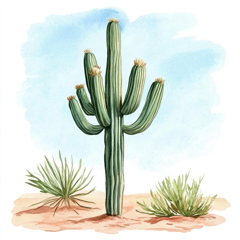 10 Printable Cactus in Desert Decor, Watercolor Images, Cactus ...