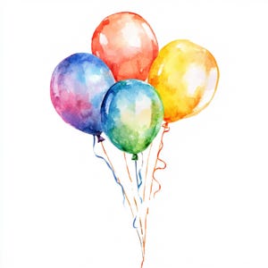 Printable Colorfull Balloons, Watercolor Party Ballons, Printable Jpgs ...