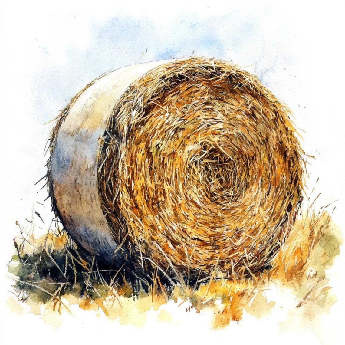10 Printable Hay Painting, Watercolor Hay Bale, Straw Bale Decor ...