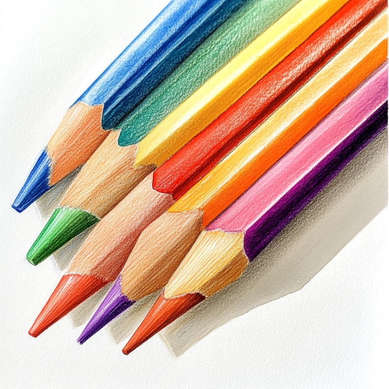 10 Printable Colored Pencils, Pencils Realistic Art Print, Watercolor ...