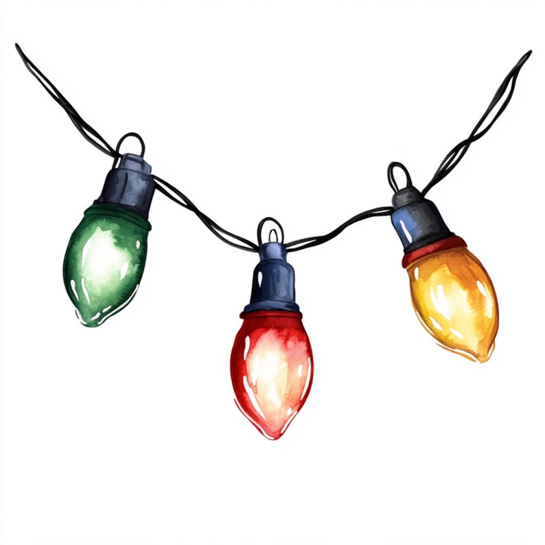 Christmas Lights, Watercolor Images, Christmas Ornament Clipart, Clip ...
