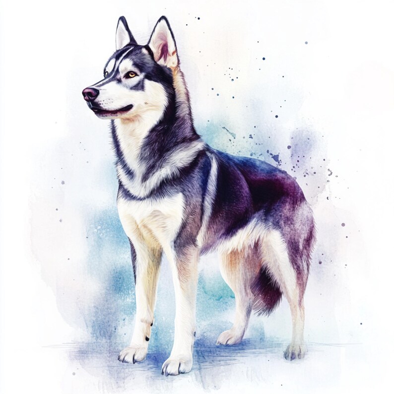 10 Printable Husky Clipart, Cute Watercolor Art, Dogs Print , Pet ...
