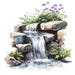 10 Printable Waterfall, Watercolor Waterfall, Garden Waterfall, Rustic ...