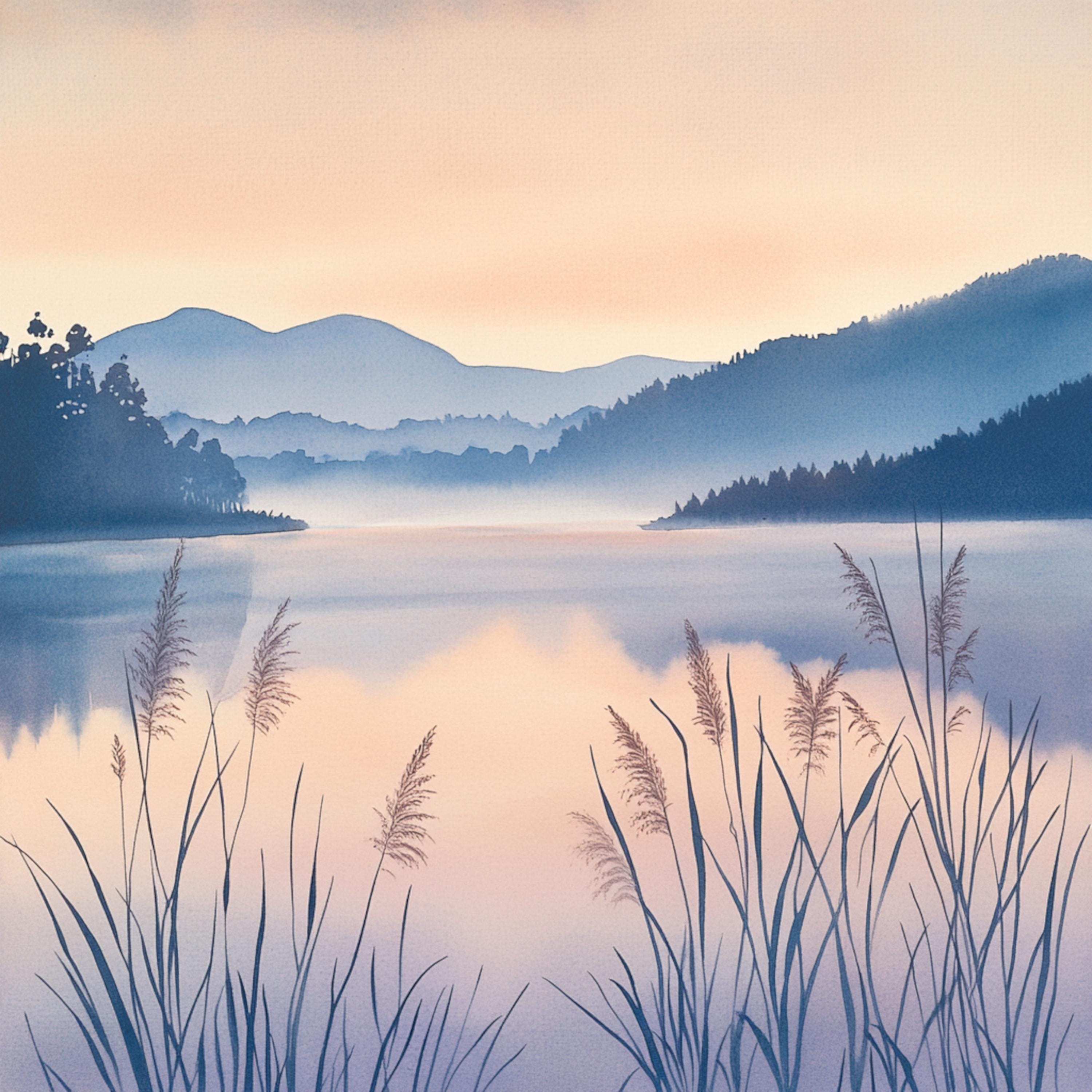 10 Printable Lake Landscape, Minimalist Landscape, Foggy Lake ...