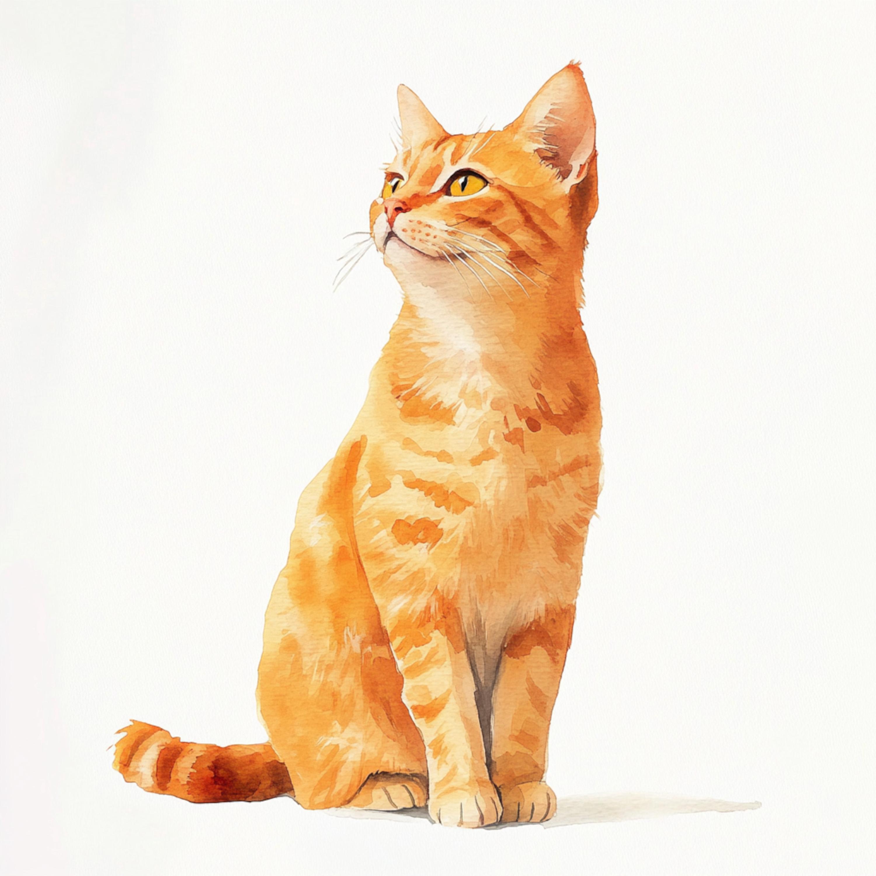 Printable Ginger Cat Clipart, Watercolor Art, Cute Ginger Cat, Cat Clip Art, Printable JPG, Pet ...