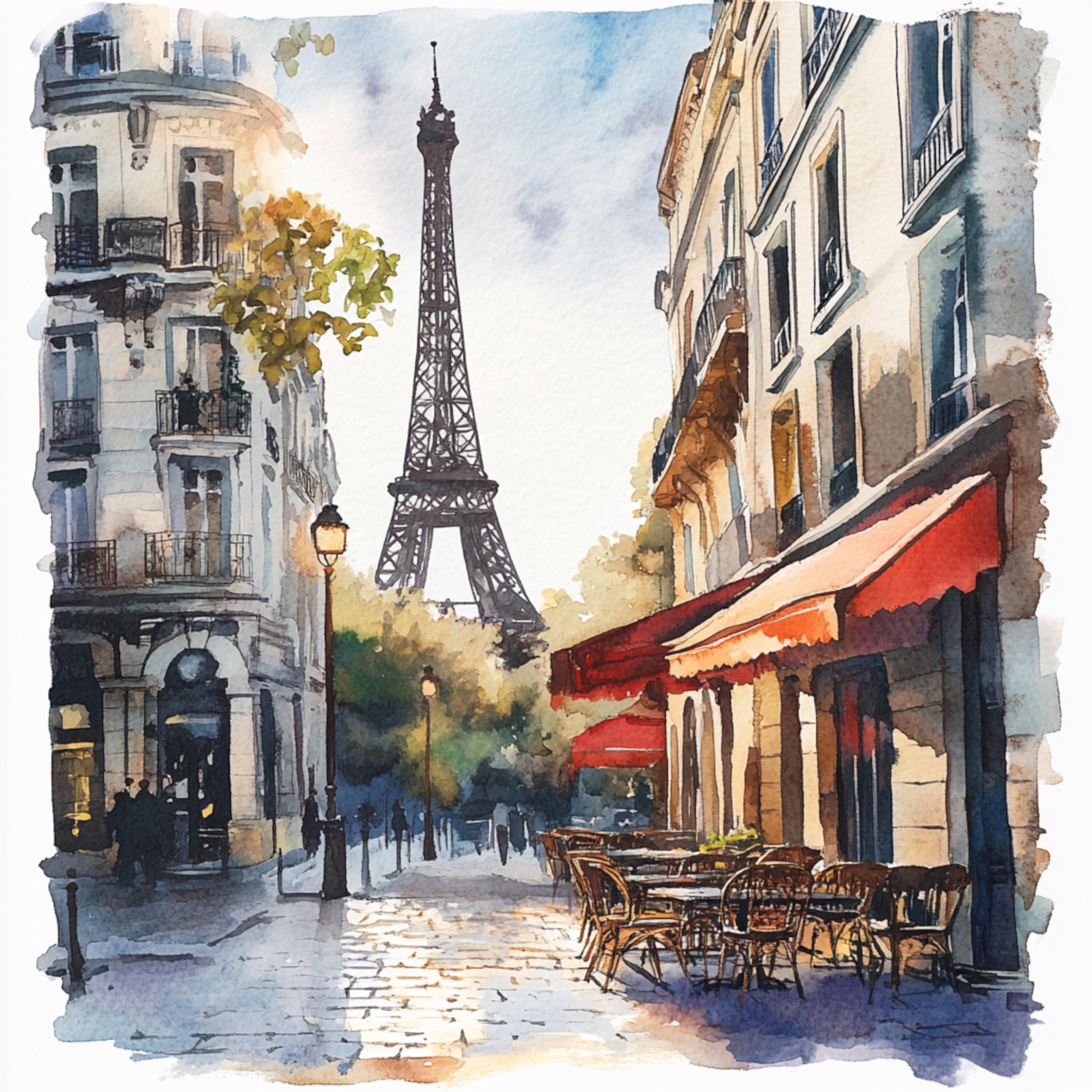 10 Printable Paris, Vintage Paris Art, European Street Painting, Cozy ...