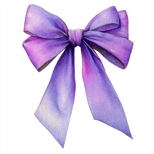 12 Printable Purple Bows, Watercolor Bows Clip Art, Printable Jpgs ...