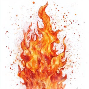 Printable Fire Art, Watercolor Flame, Fire Effects Clipart, Printable ...