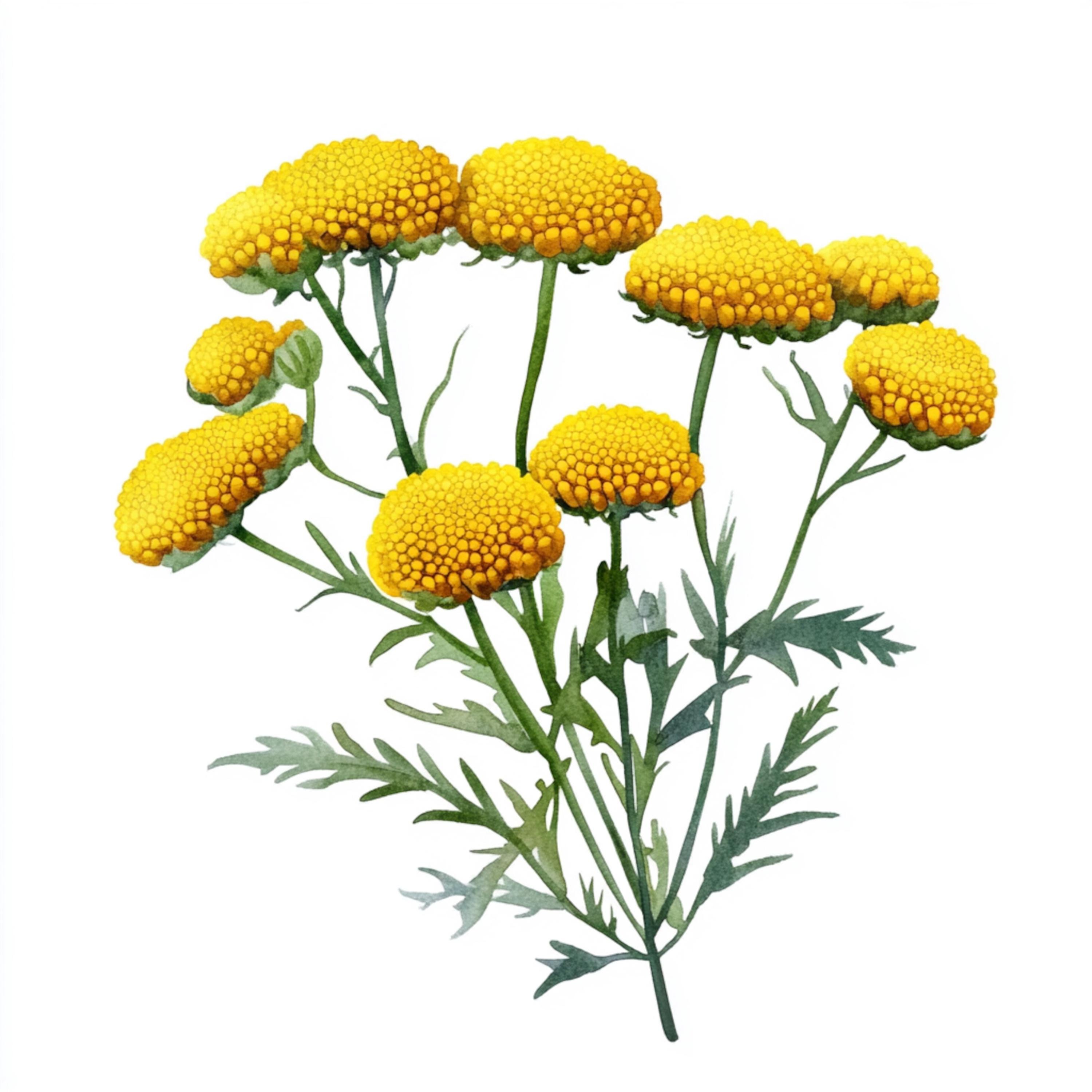 10 Printable Tansy, Yellow Wildflower, Tanacetum Art, Watercolor Clipart, Tanacetum Print ...