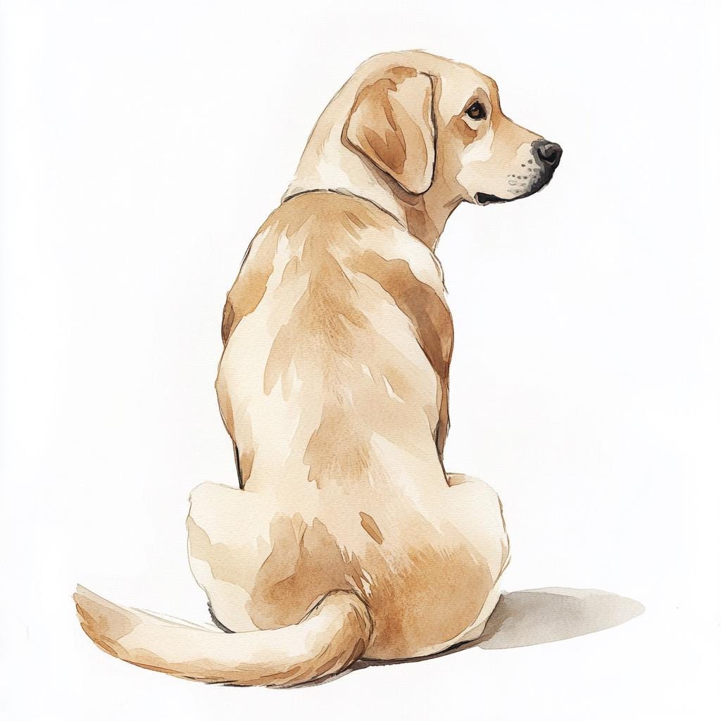 Labrador Sitting Back Retriever Clipart, Labrador Dog, Watercolor Art ...