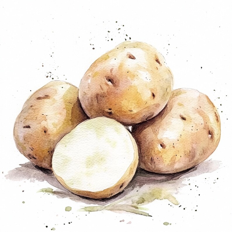 10 Printable Potatoes Art, Watercolor Images, Potatoes Clipart ...