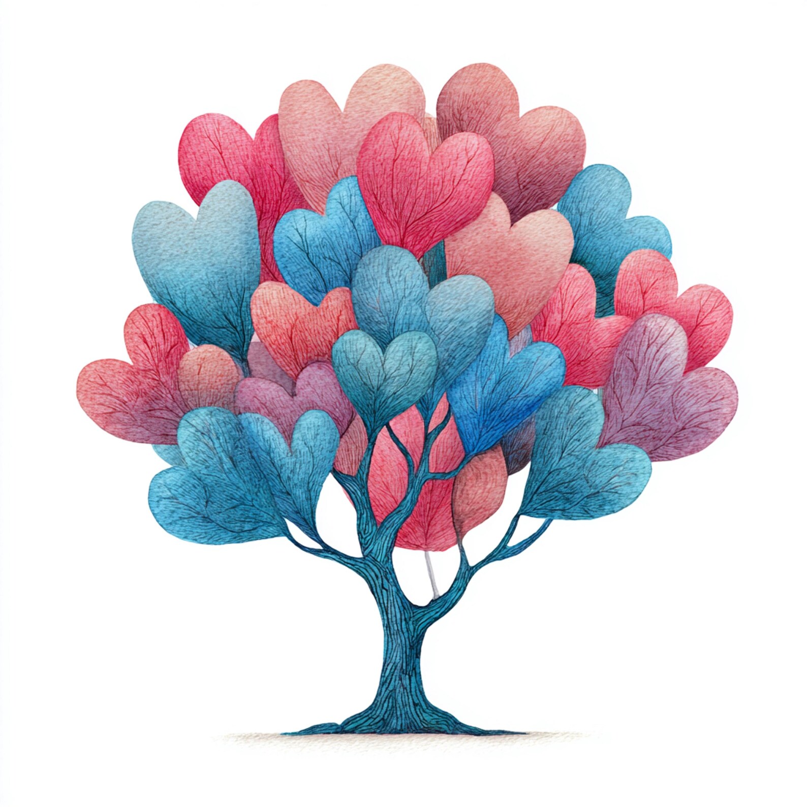 12 Printable Love Trees, Heart Shape Leaves Love Tree Clipart ...