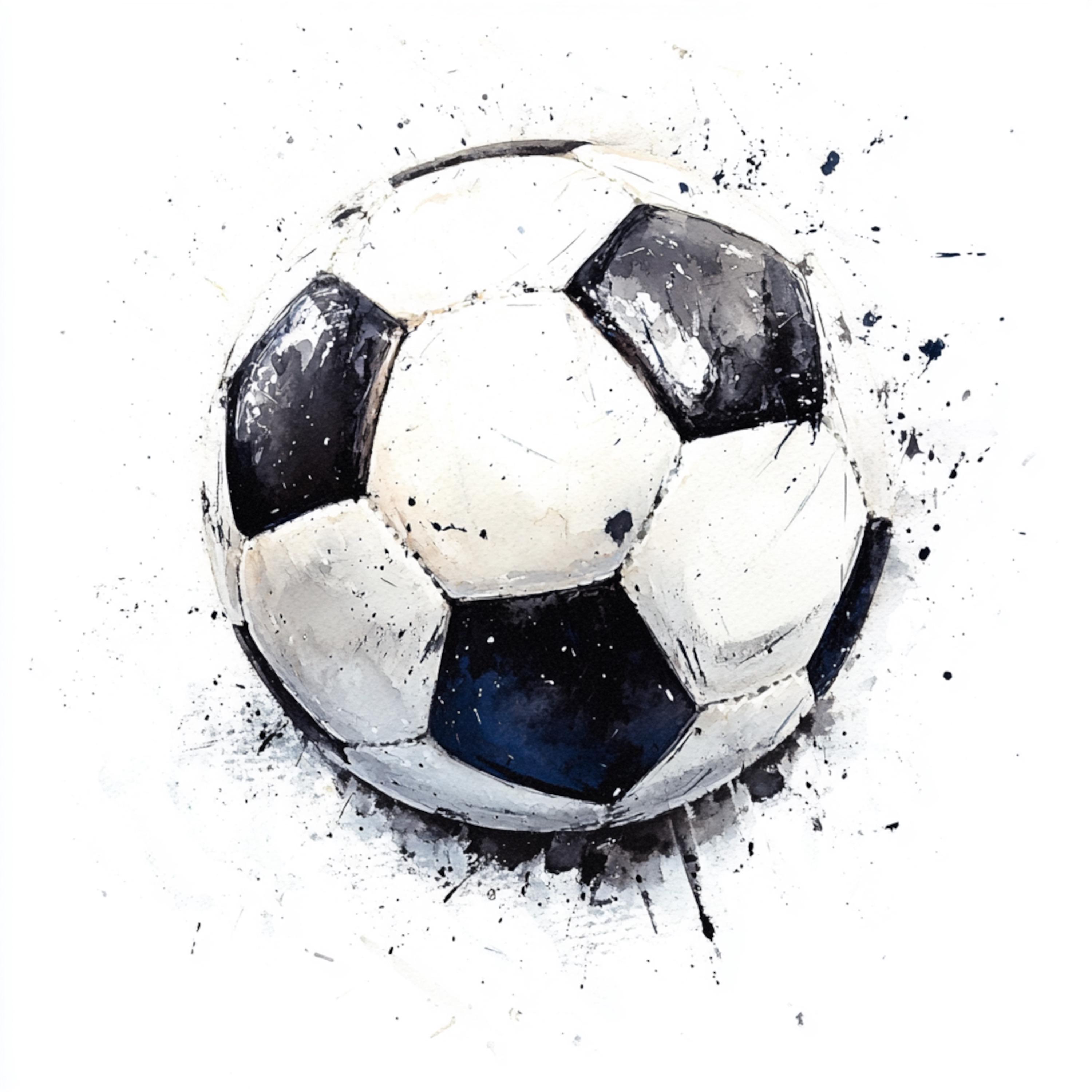 Printable Socker Ball Clipart, Watercolor Ball on Grass, Printable JPG ...