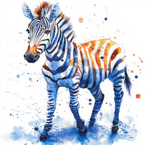 10 Printable Zebra, Watercolor Beautiful Wildlife Runing Zebra Clipart ...
