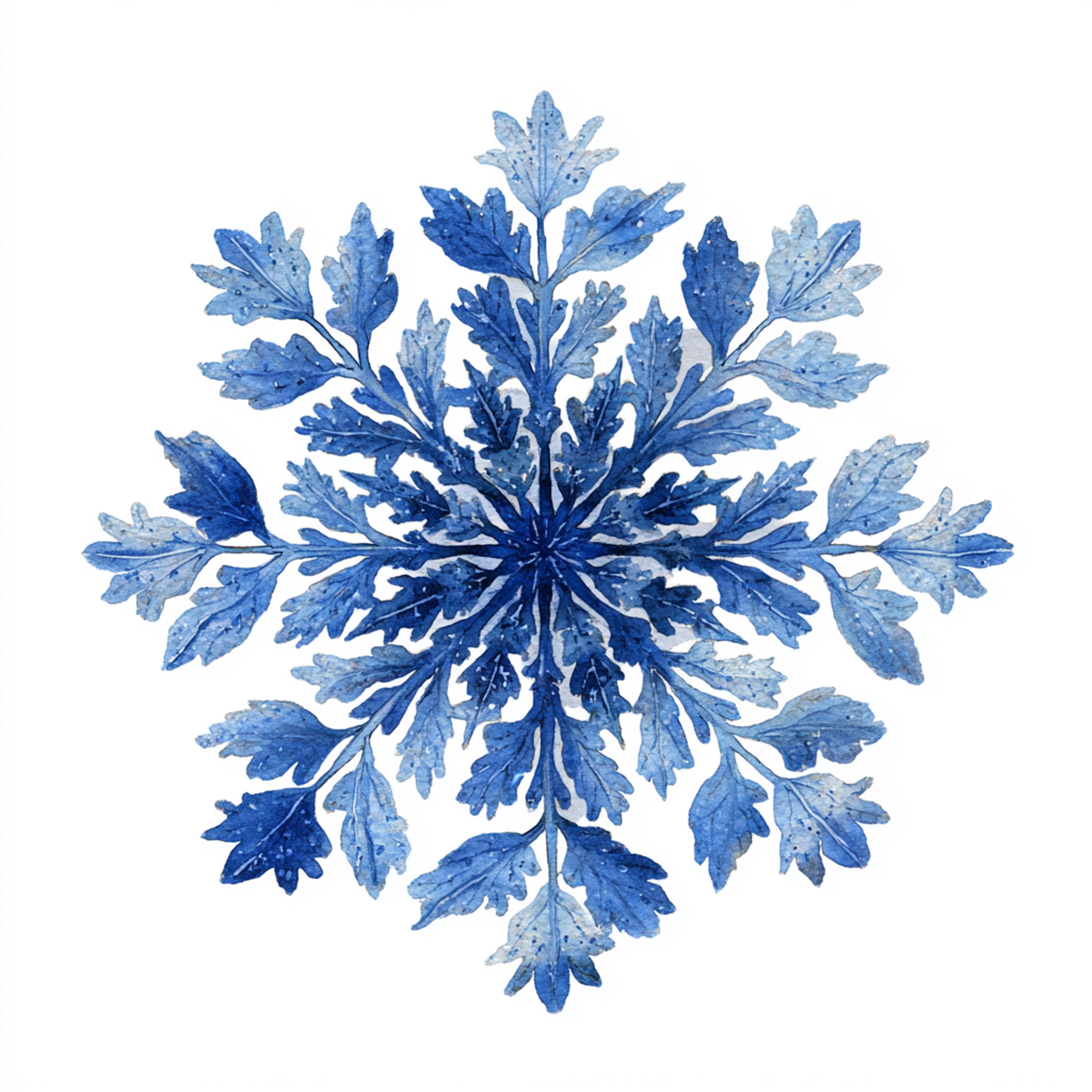 10 Printable Blue Snowflake, Watercolor Snowflake, Digital Paper Craft ...