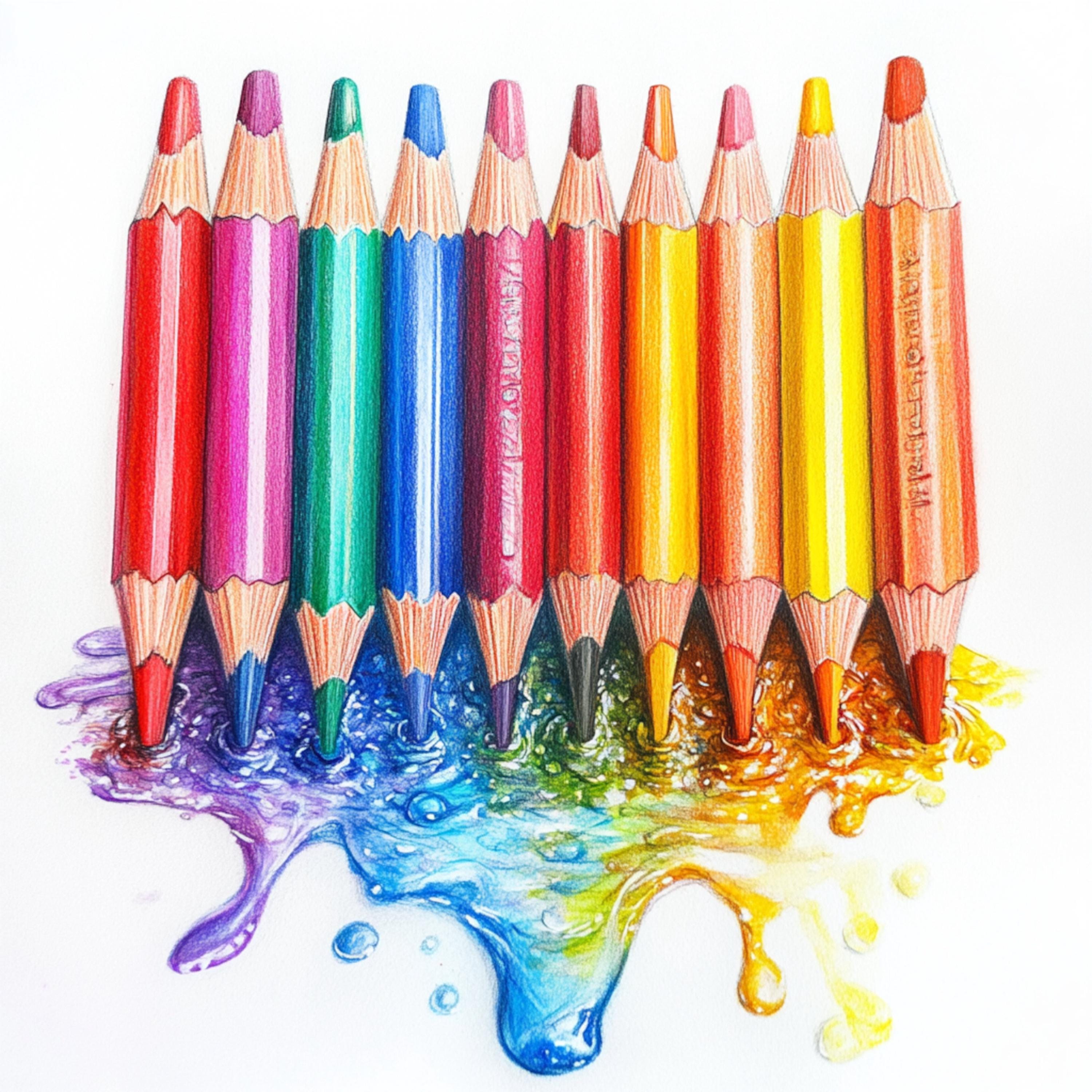 10 Printable Colored Pencils, Pencils Realistic Art Print, Watercolor ...