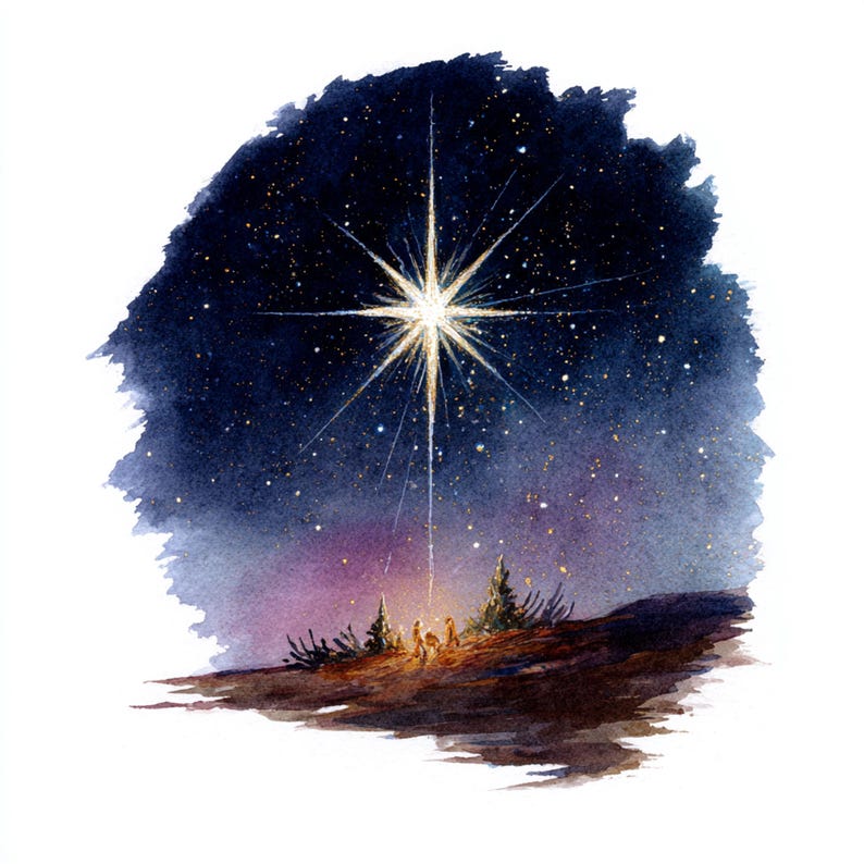 12 Printable Bethlehem Star, Christmas Religious, Bethlehem Star Night, Watercolor Star ...