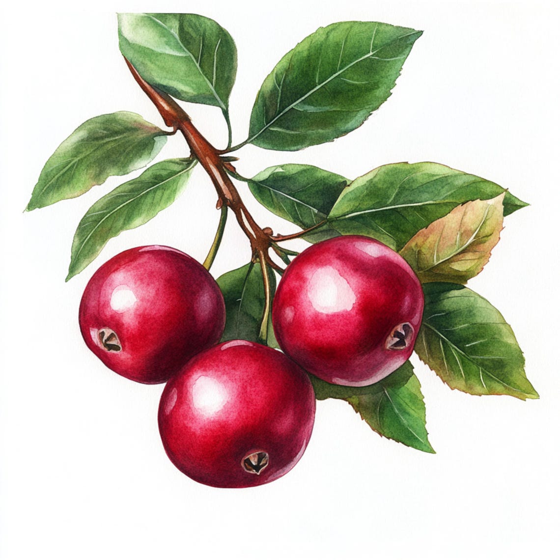 Printable Cranberry Decor, Watercolor Lingonberry, Bog-berry Art, 10 ...