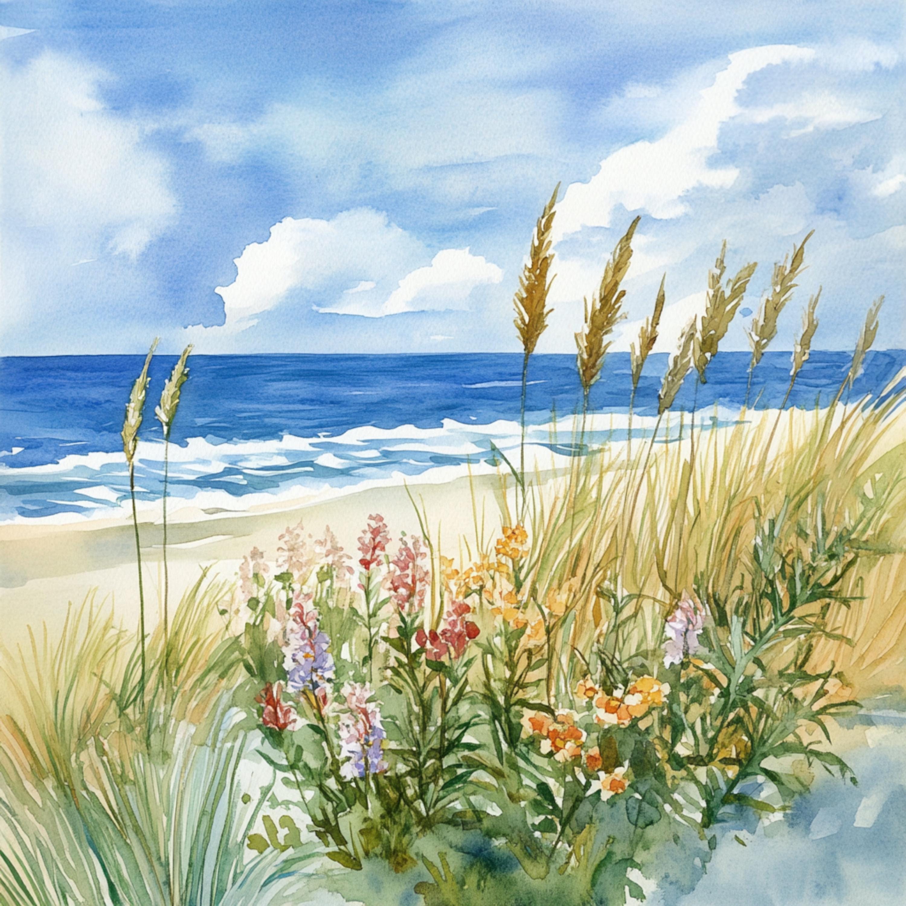 10 Beach Grass and Wildflowers Clipart, Digital Watercolor Painting ...