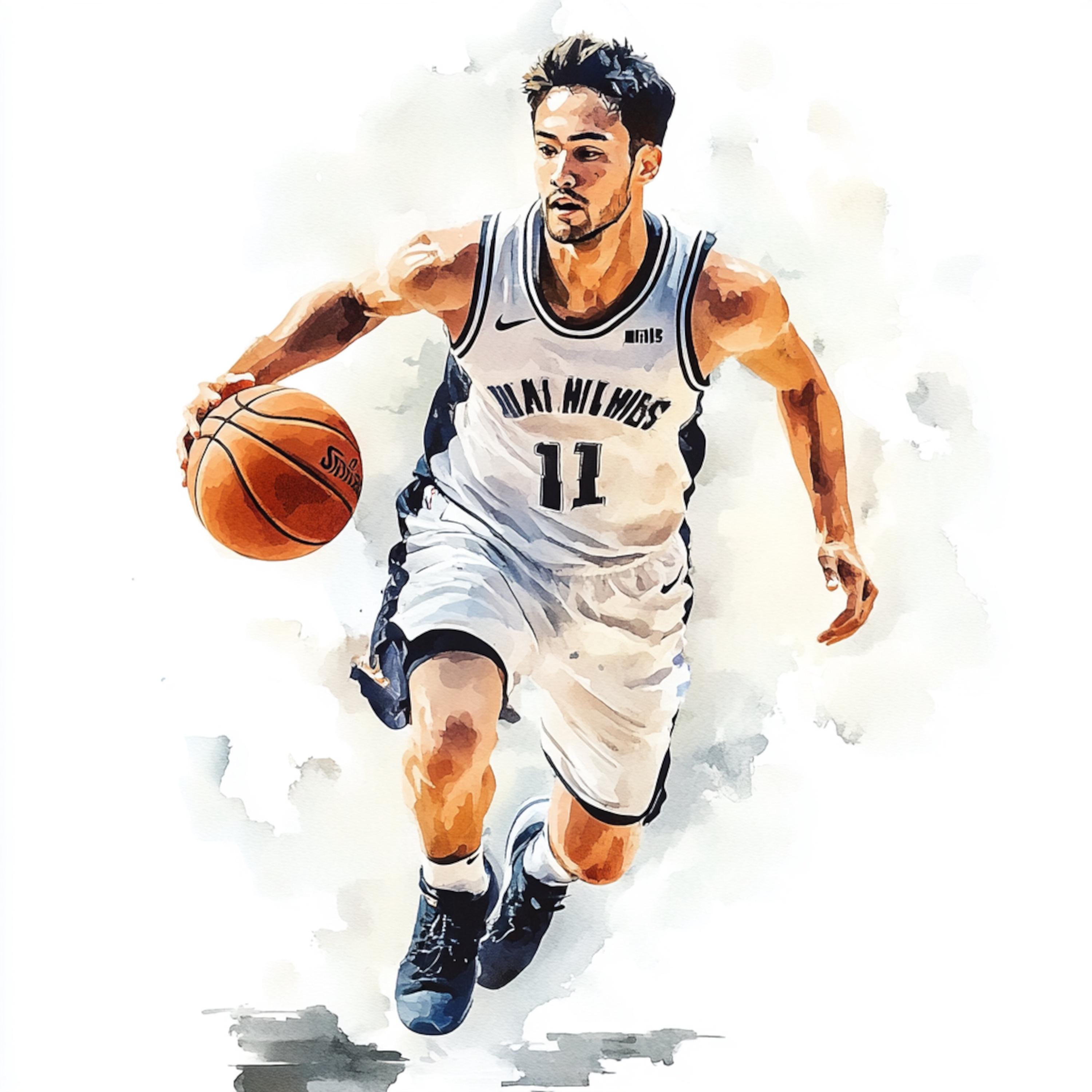 10 Printable Basketball Player, Watercolor Basketball Man, Commercial ...