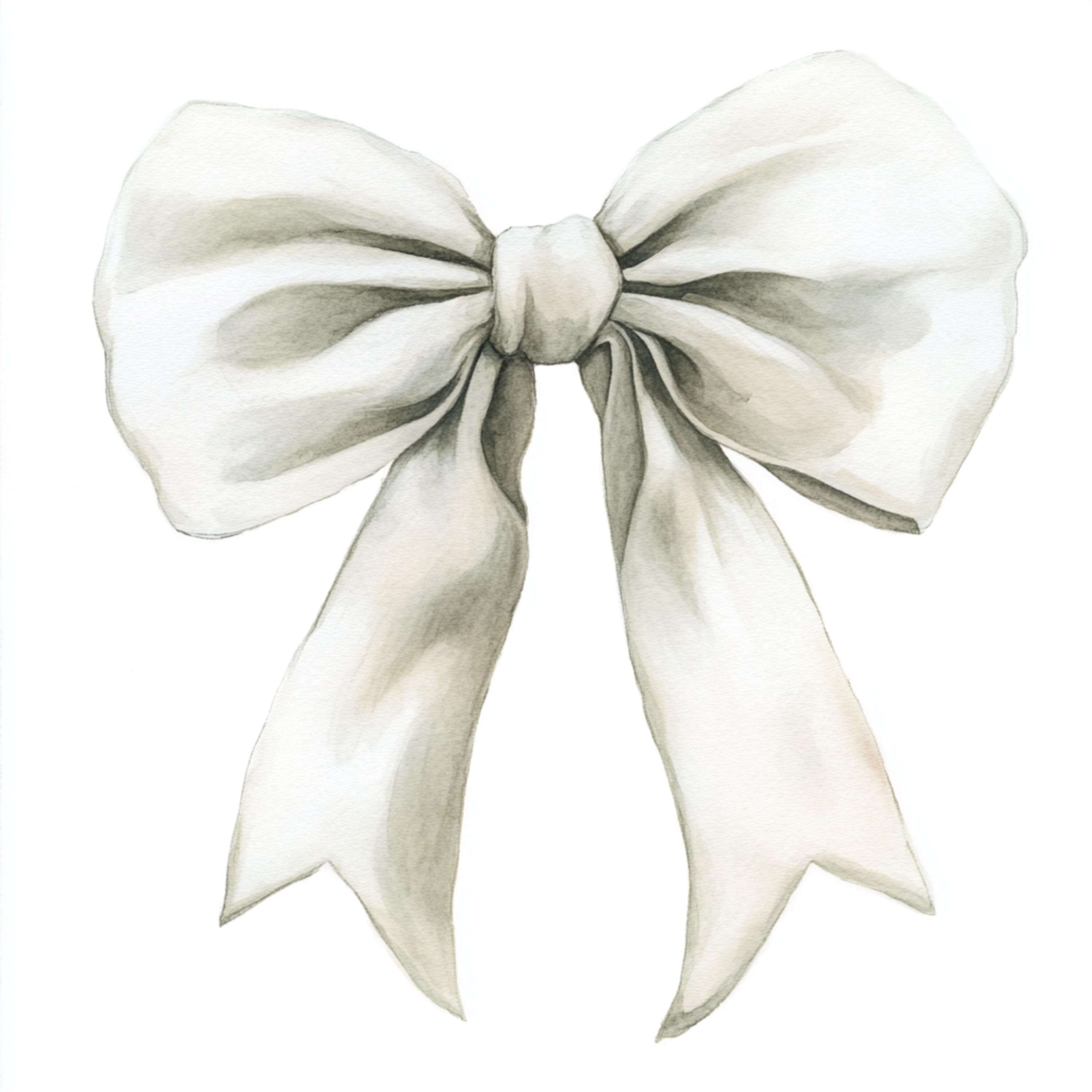 Printable White Bows, Watercolor Bows Clip Art, Printable Jpgs, Bows ...
